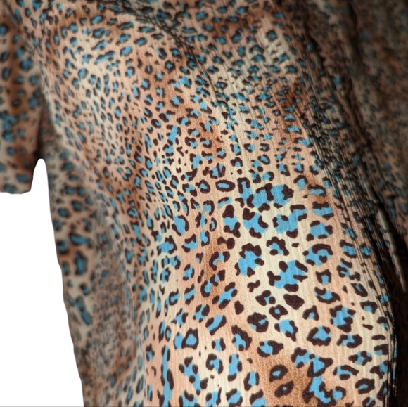 Donnkenny | Tops | Vintage 8s Donnkenny Leopard Print Turquoise Button ...